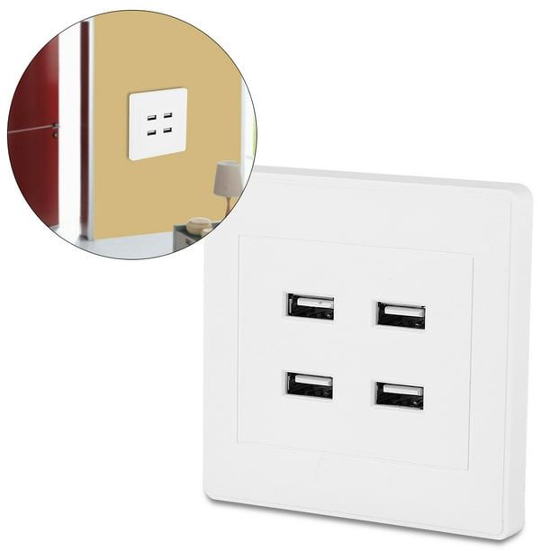 USB Wall Mounted 4 USB Ports DC 5V Home Office Electric Wall Mounted ...