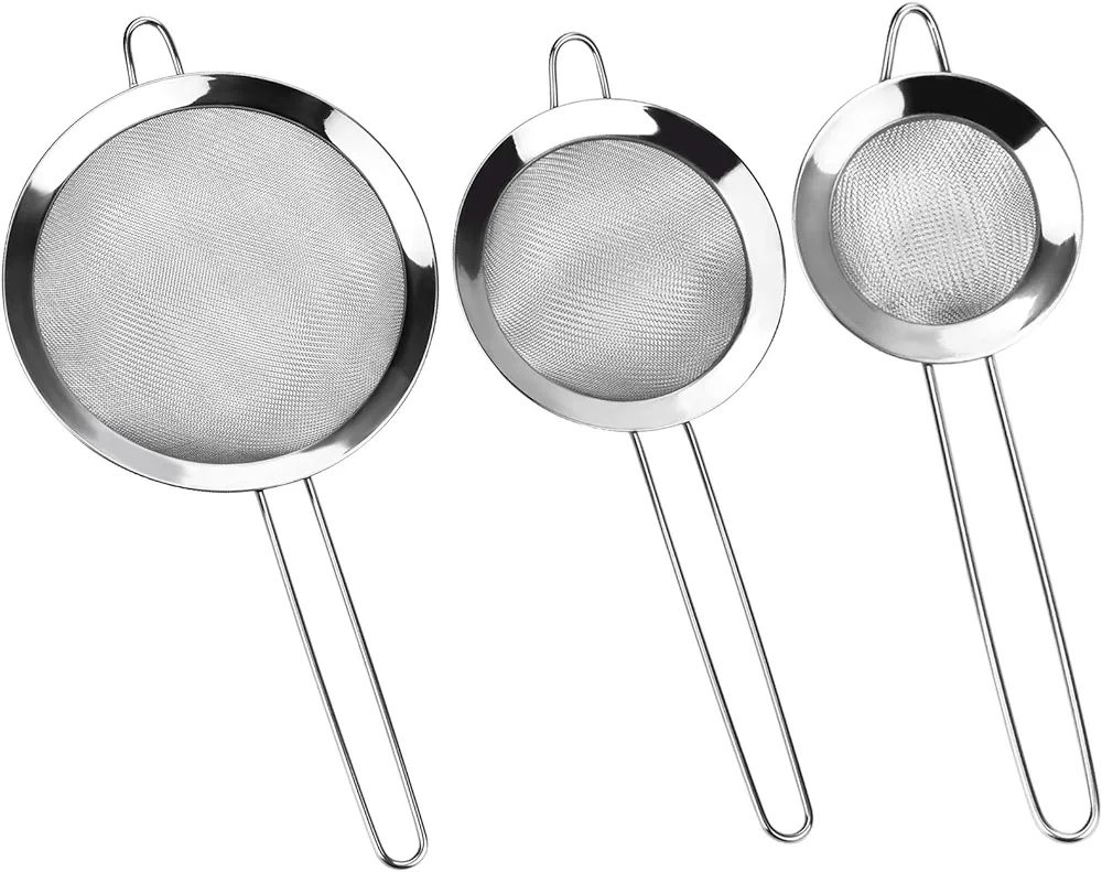 Pack of 3 Kitchen Sieve Stainless Steel Fine Mesh Sieve | Daraz.pk