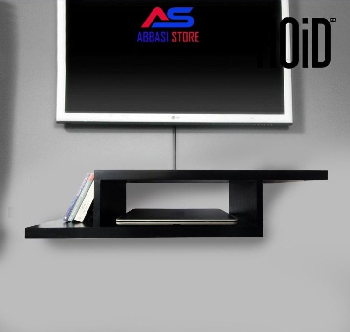 Lcd tv Rack /Shelves floating black tv console media storage wall ...