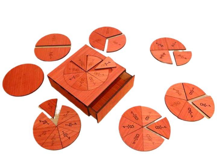 Laser Cut Wooden Fraction Circles Math Toys Montessori Educational ...