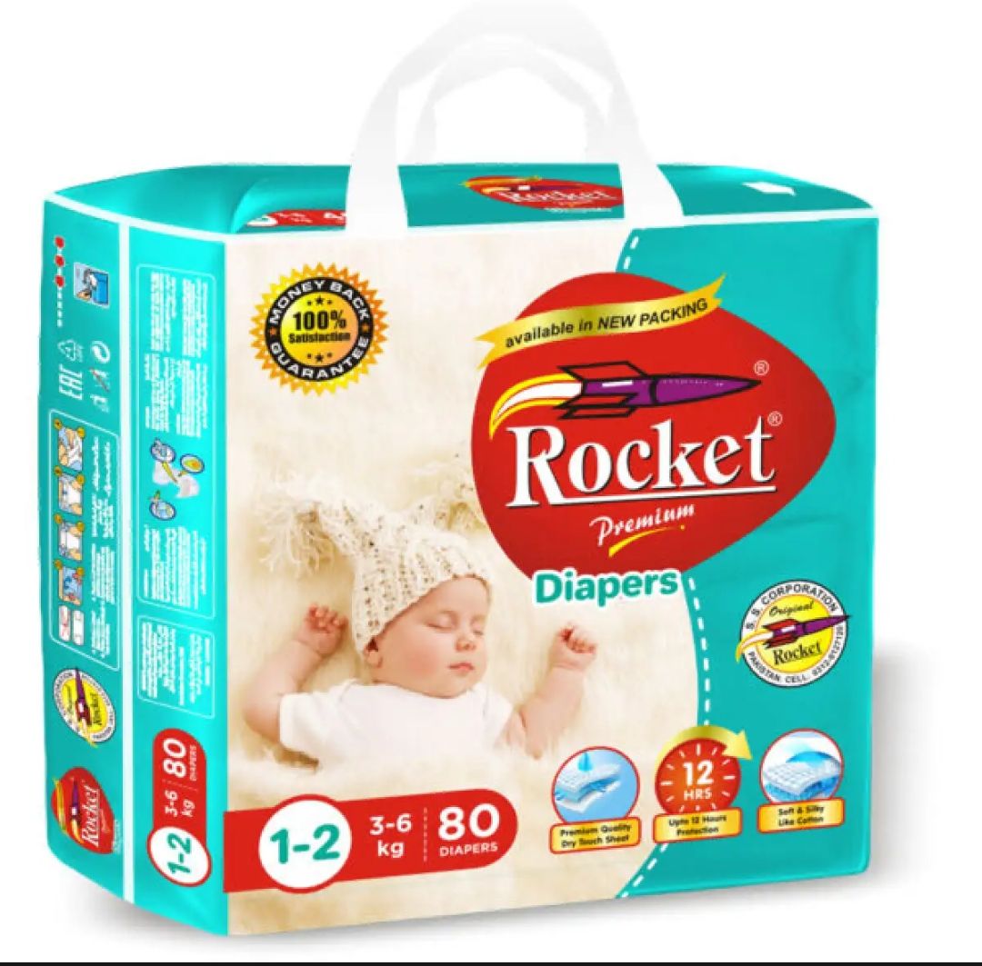 Rocket Premium Diaper Size 1-2 Small (3-6KG) 80 Count | Daraz.pk