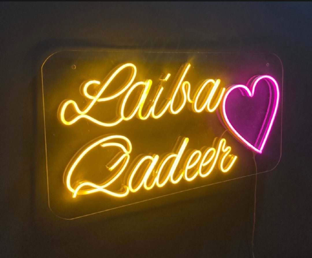Customized 4-Alphabet Neon Sign with Adapter Logo Thick Acrylic Support ...