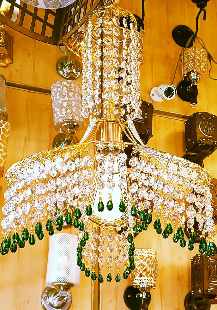 Green Stone Crystal Fanoos Hanging Light Pendant Ceiling Light | Daraz.pk