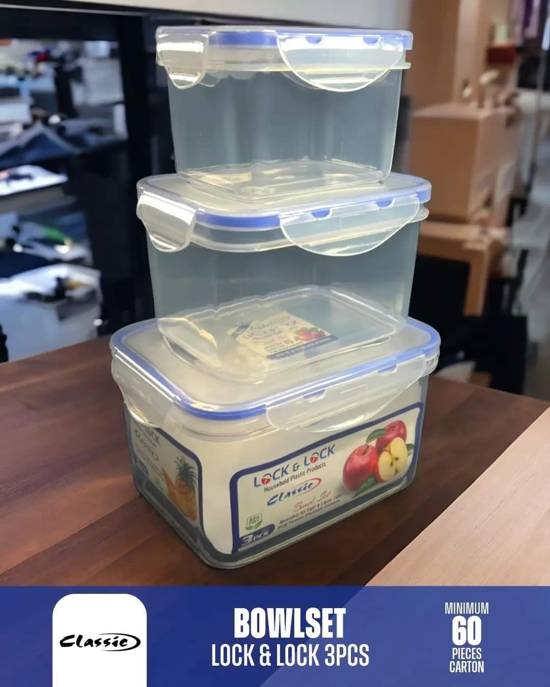 Classic 3 in 1 Lock & Lock Airtight Bowls Set (3 Sizes) | Daraz.pk