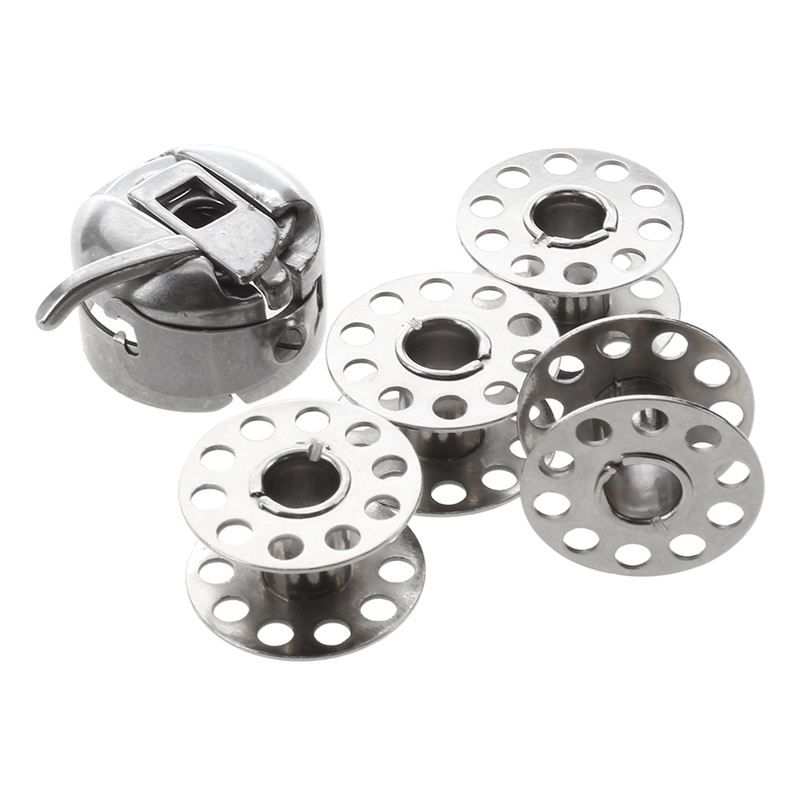 One Piece Bobbin Case with 5 Bobbins for domestic Sewing Machine, Dabbi ...