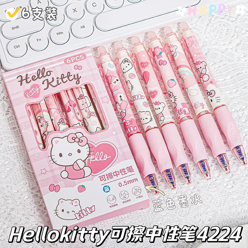 Sanrio Hello Kitty Blue Ink Erasable Neutral Pen Cute Cartoon Pressing ...
