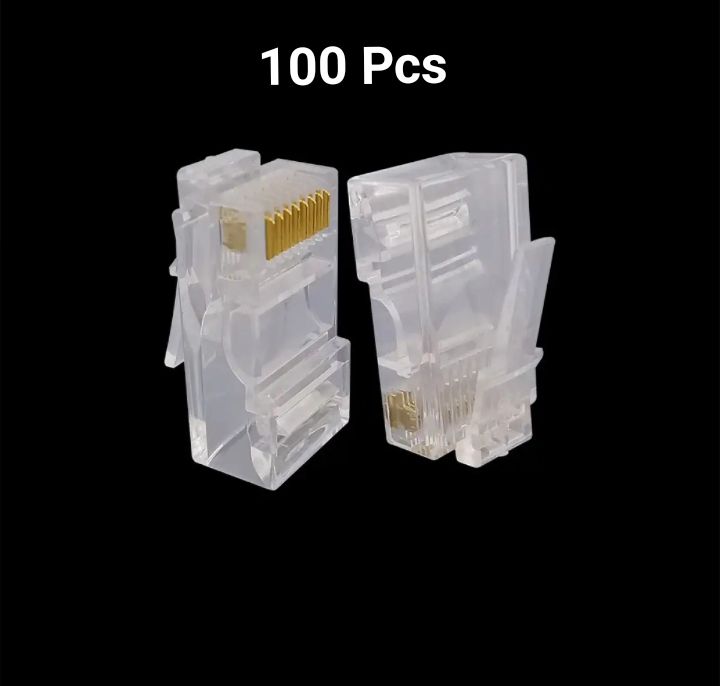 100pcs Crystal RJ45 Ethernet Network Cable Connectors | Daraz.pk