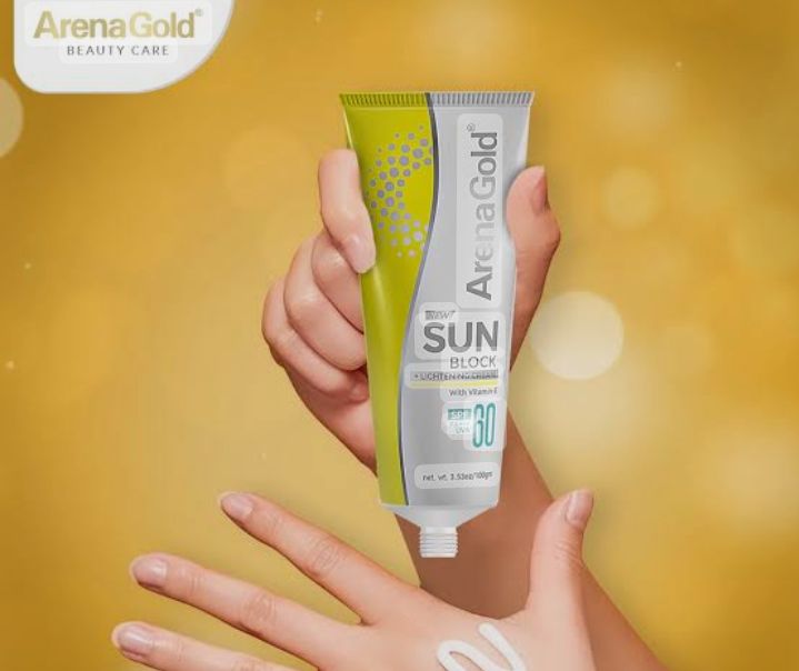 ARENA GOLD NEW SUNBLOCK WITH VITAMIN E SPF 60 (100GM) | Daraz.pk