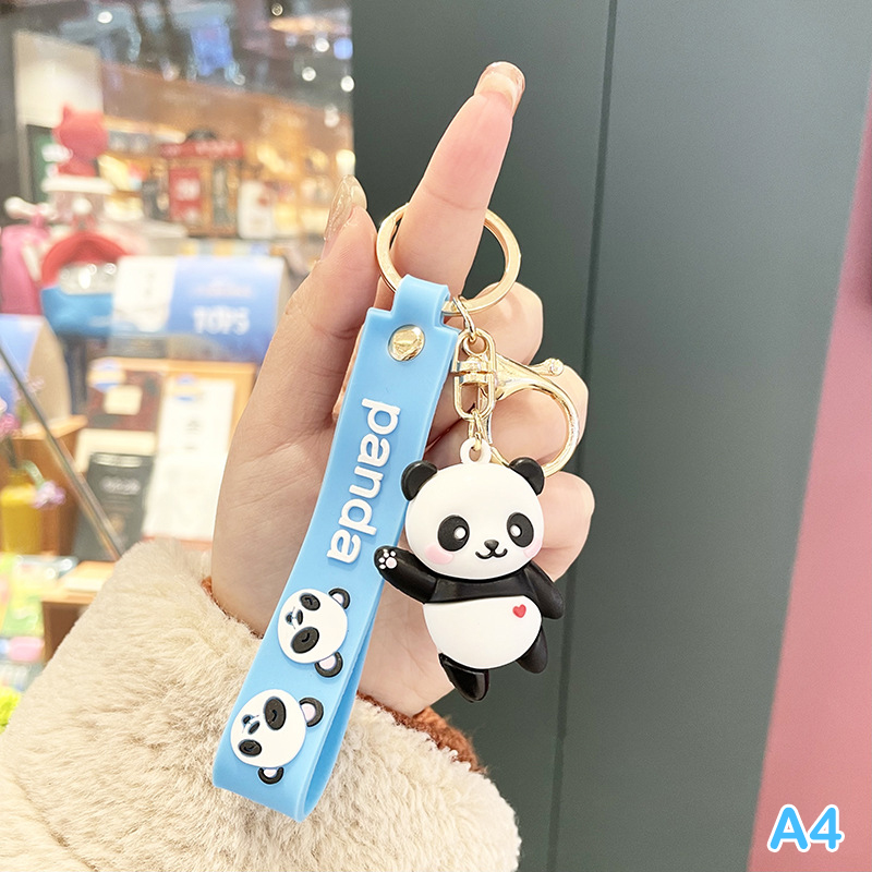 Cute Panda Cartoon Keychain Kawaii Animal Pendant Keyring Bag Charm Car ...