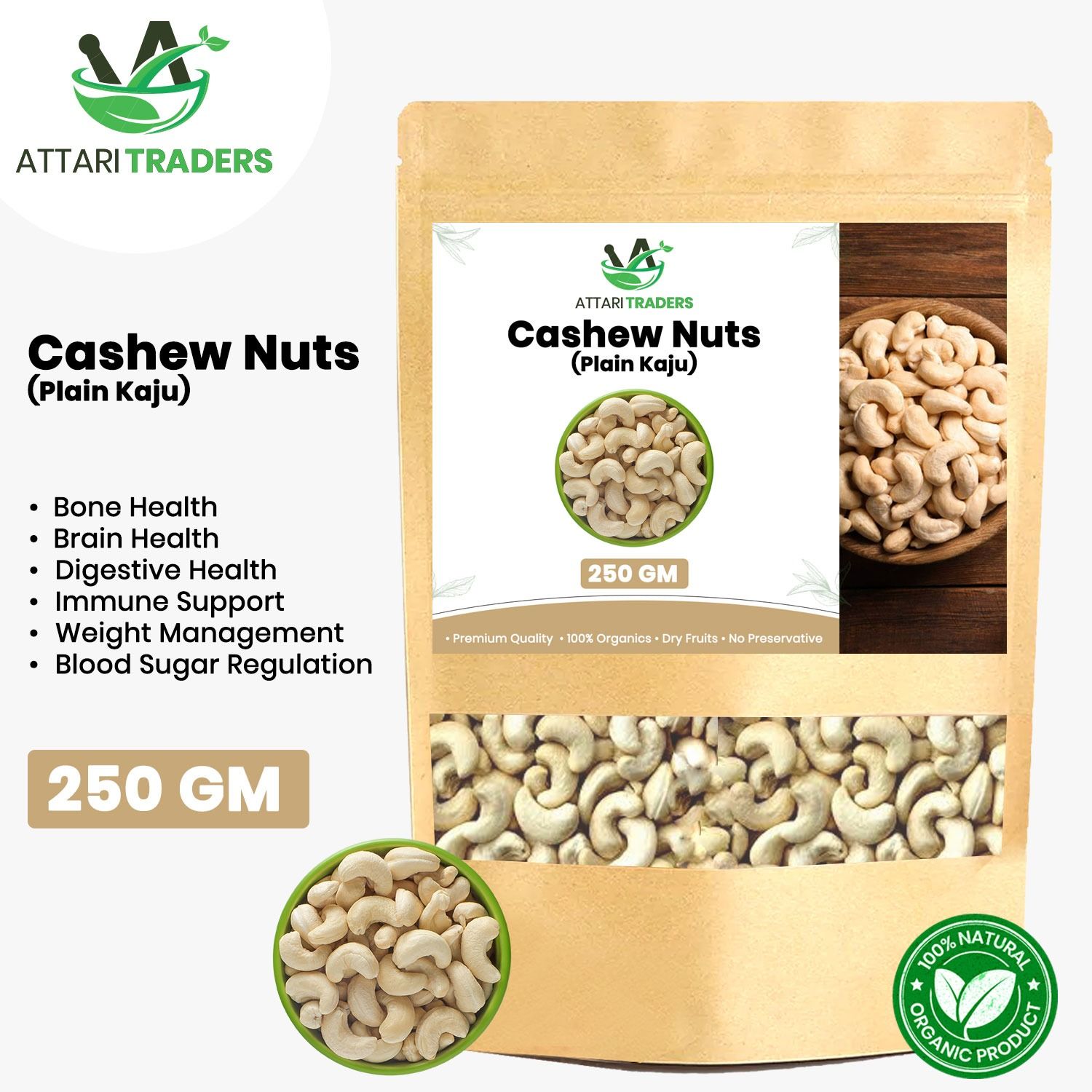 plain kaju / cashew nuts 250 gram | Daraz.pk