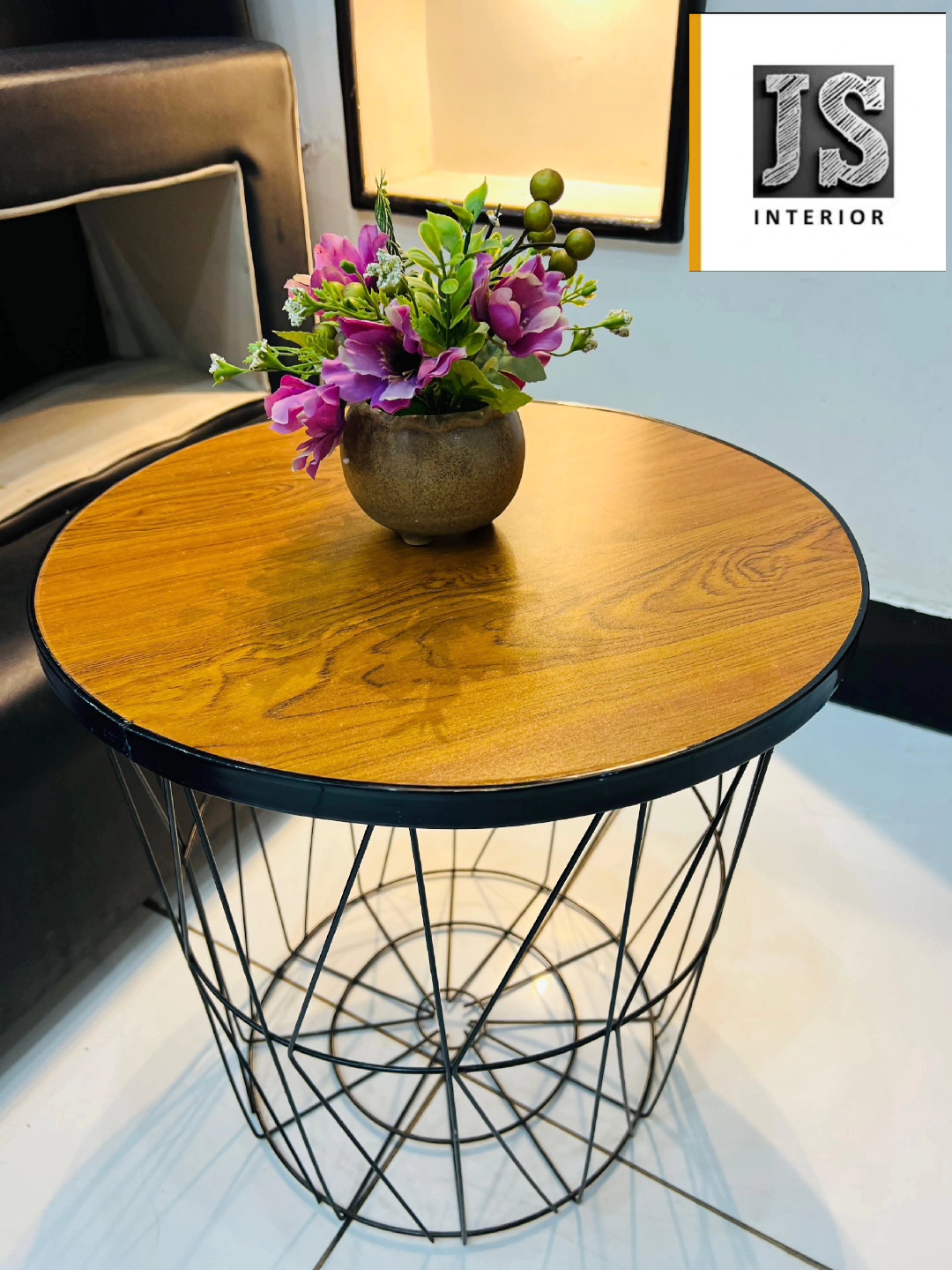 Metal Wire Table Removable Round Coffee Table Storage Box Side Tables ...