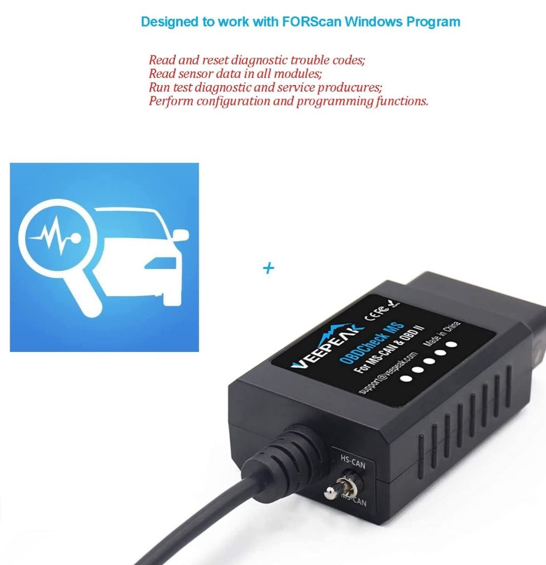 USB OBD II Adapter for For-Scan Windows with HS-CAN MS-CAN Switch ...