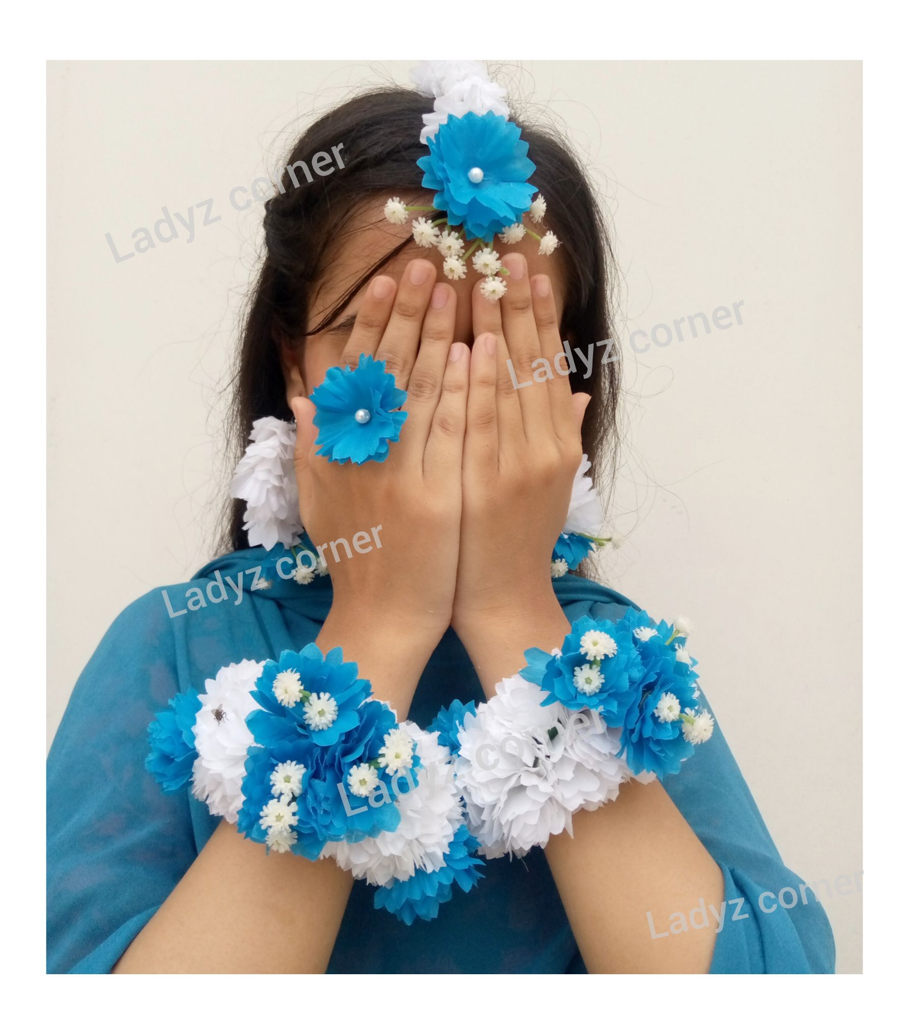 artificial flower bridal gajraset - artificial gajray - blue gajray ...