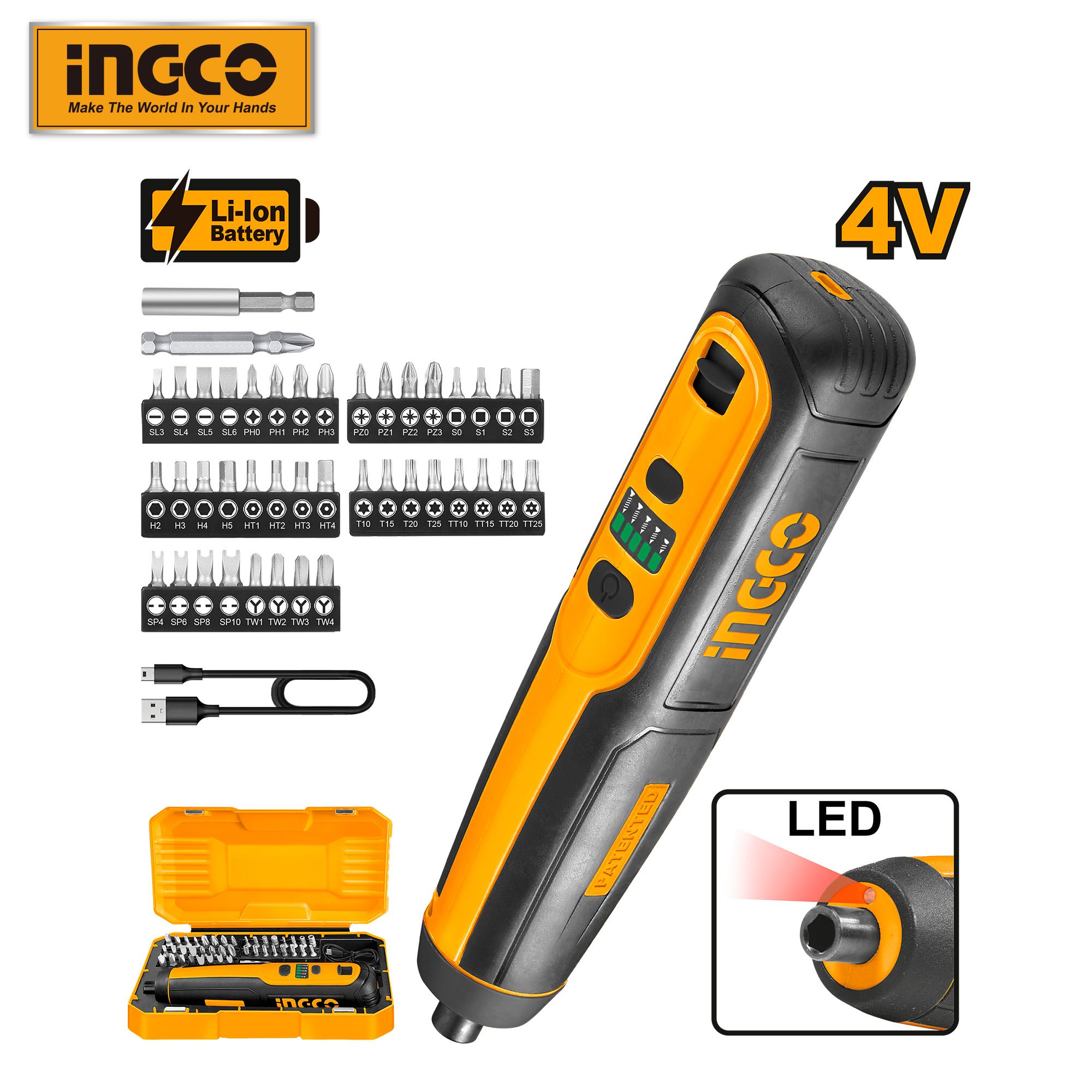 Ingco Lithium-Ion Cordless Screwdriver / Ingco 4V Cordless Screwdriver ...