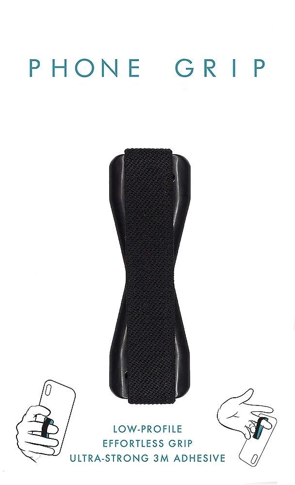 Mobile Grip for Smartphone - Black Elastic Strap wih Black Base ...