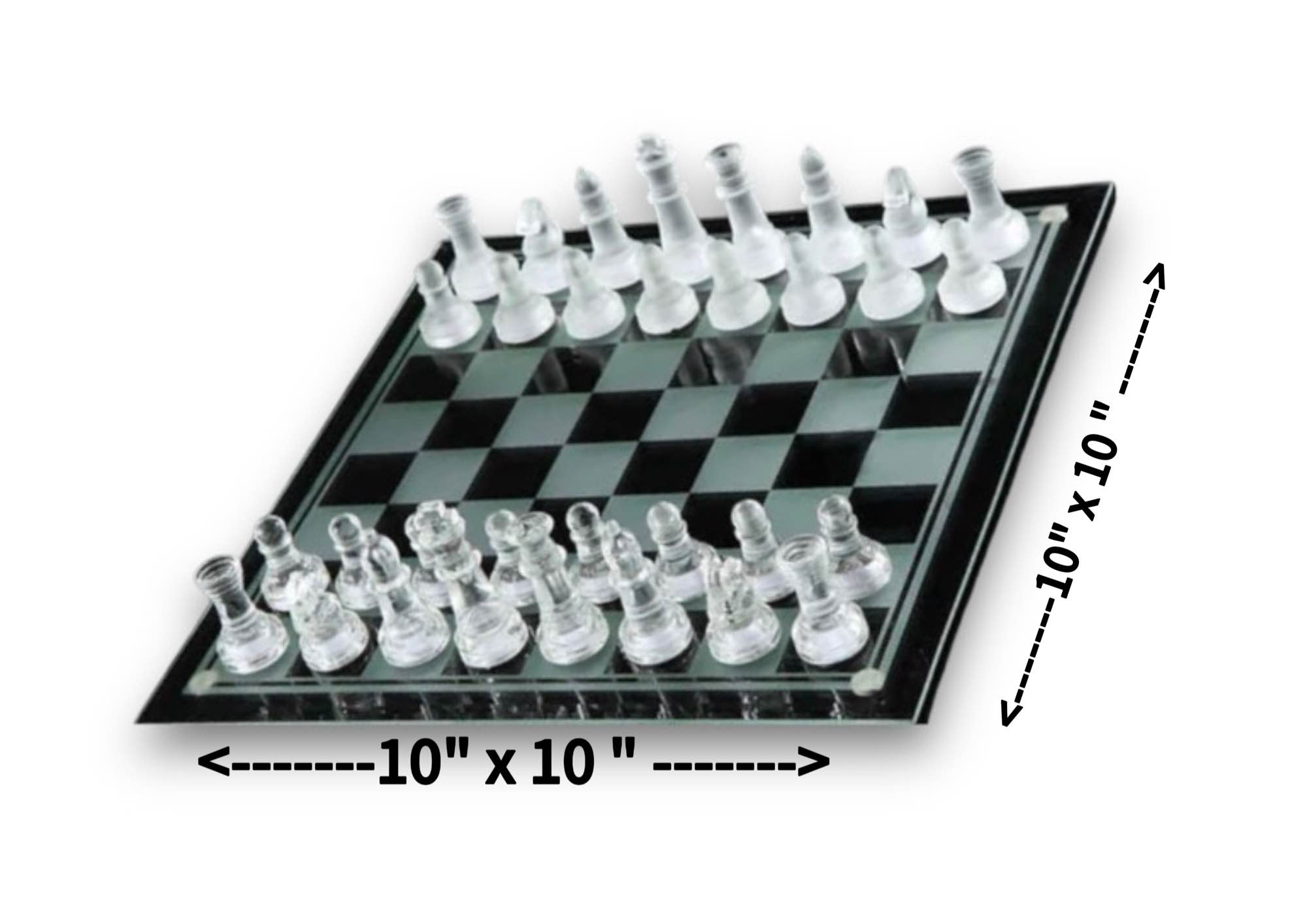 Glass Chess Game Set Include Frosted/Polished Glass Chess Board and 32 ...