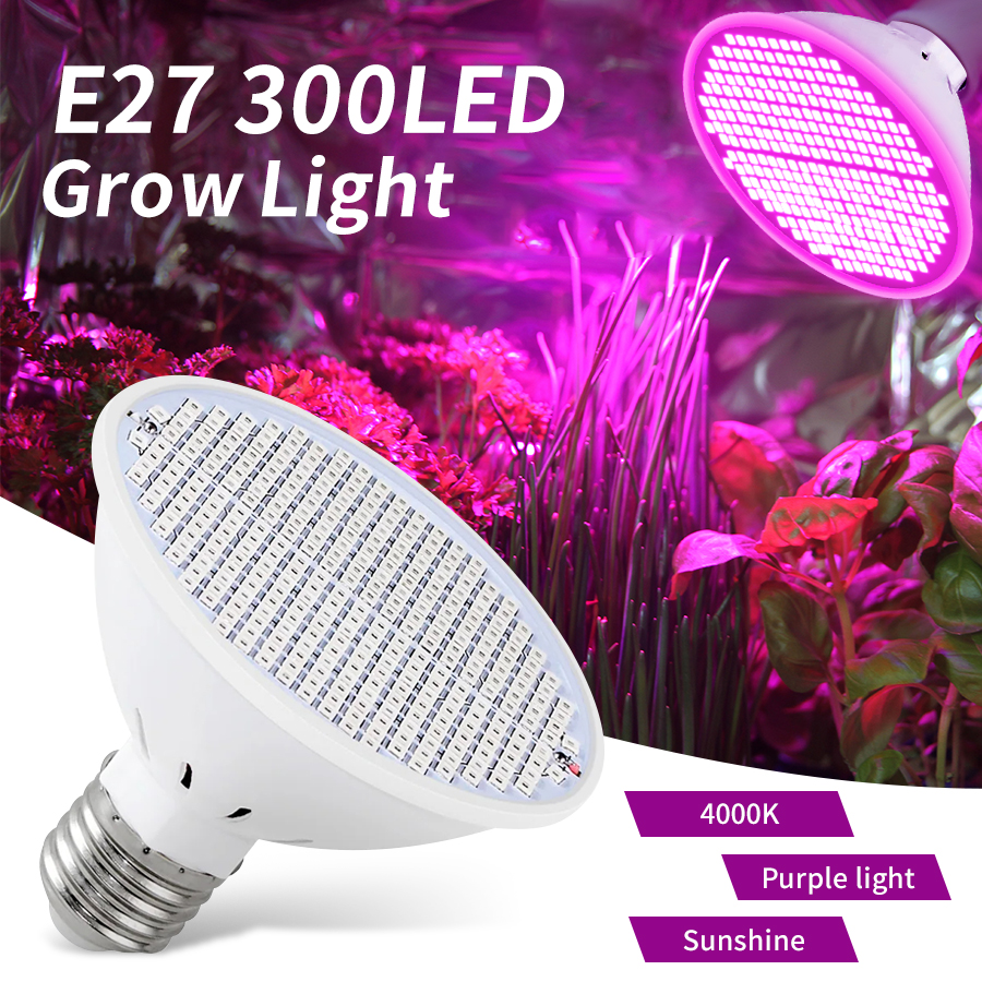 E27 Full Spectrum LED Grow Light Bulb 220V 48/80/300leds Indoor Garden ...