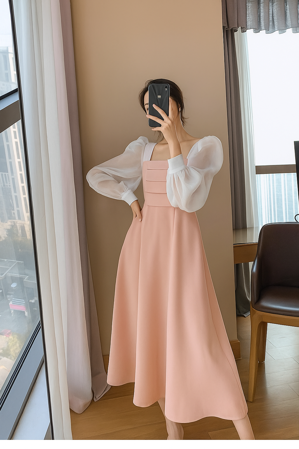 Color Block Dress Women's Winter Fashion Square Neck Celebrity Style ...