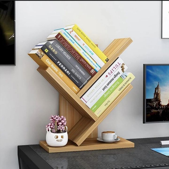 Tree Shaped Bookshelf Desktop Tree Bookshelf 3 Tier Bookcase Book Rack
