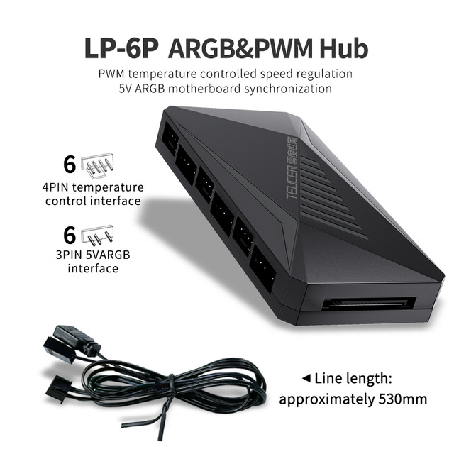 TEUCER LP-6P 5V/3Pin ARGB Fan PWM HUB 1 To 6 Multi Way Splitter AURA ... TEUCER LP-6P 5V/3Pin ARGB Fan PWM HUB 1 To 6 Multi Way Splitter AURA ...