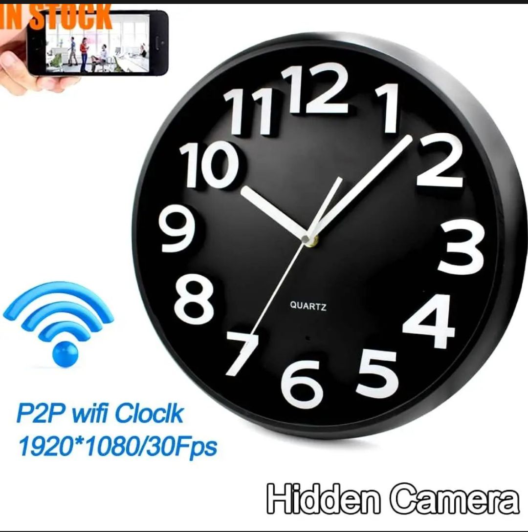 WiFi Wall Clock with invisible Camera and Panoramic View and 1080p HD ...