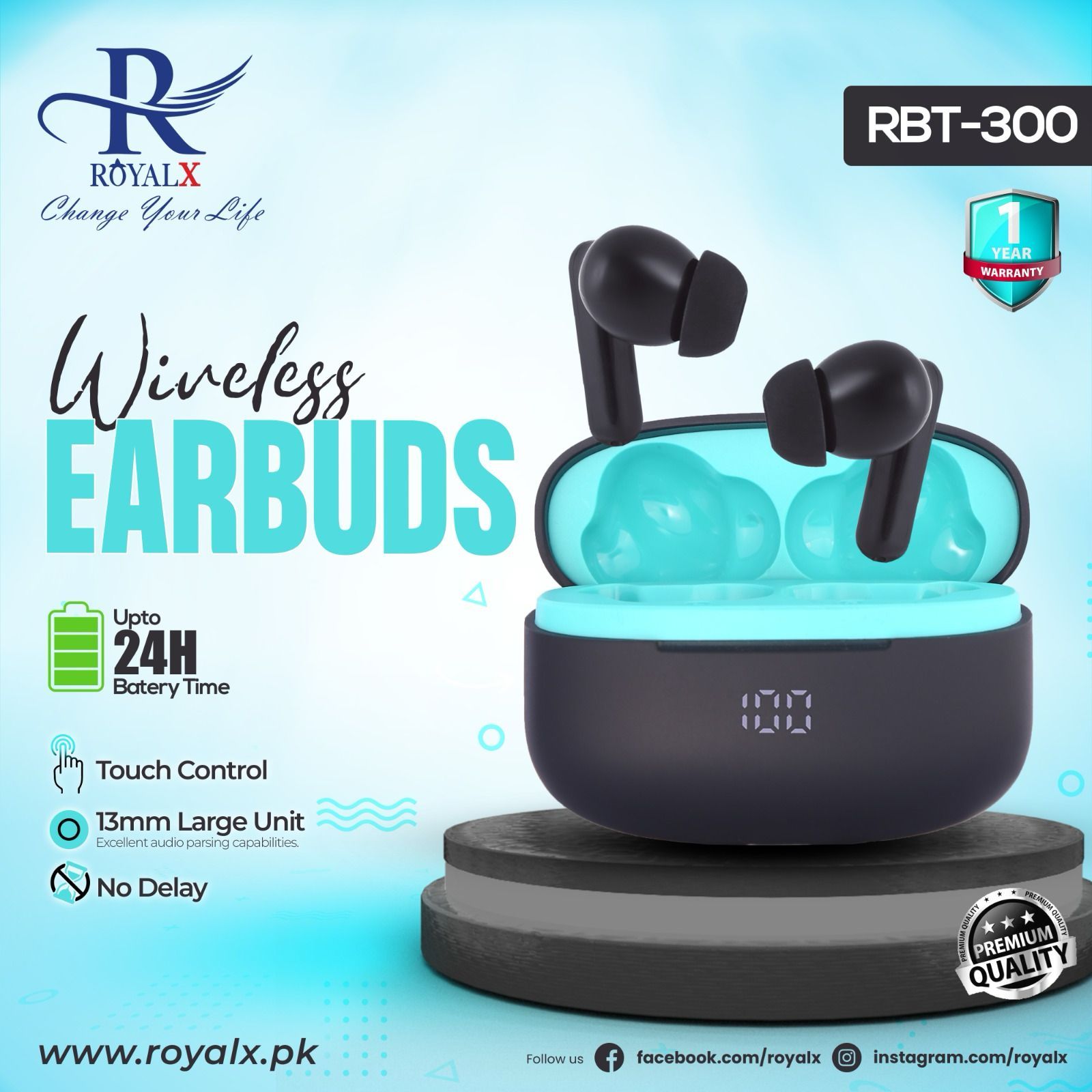 wireless earbuds rbt-500 original quality 1 year brand warranty | Daraz.pk
