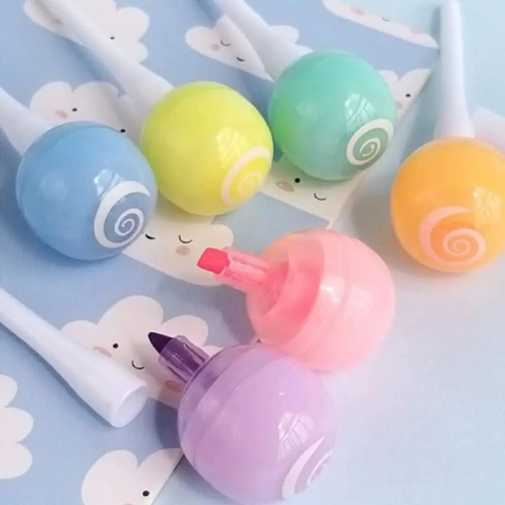 Cute Mini Highlighter Pen Lollipop Shape Fluorescent Marker Pens School ...