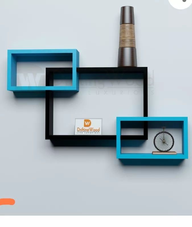 Box intersect shelves Wall mounted shelf Wooden piece decoration shelf ...