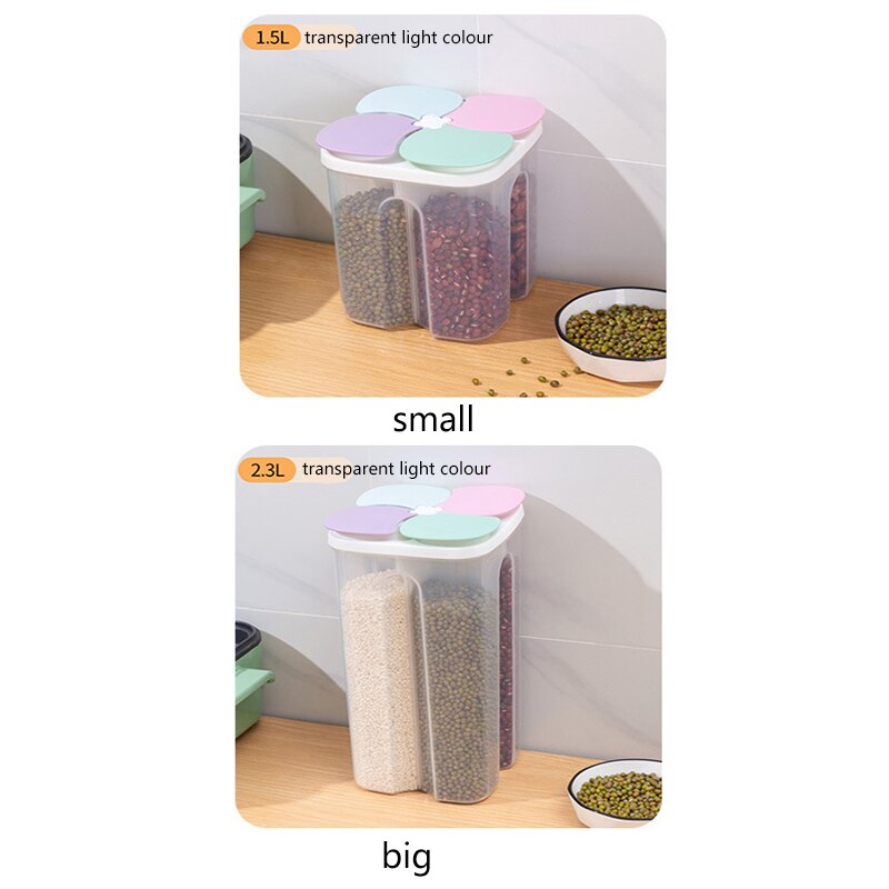 Split Lid Miscellaneous Grain Tank 1.5L Grain Kitchen Storage Box 2.3L ...