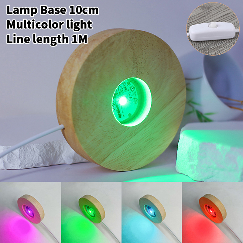 10cm Wood Light Base Rechargeable Wooden LED Light Rotating Display ...