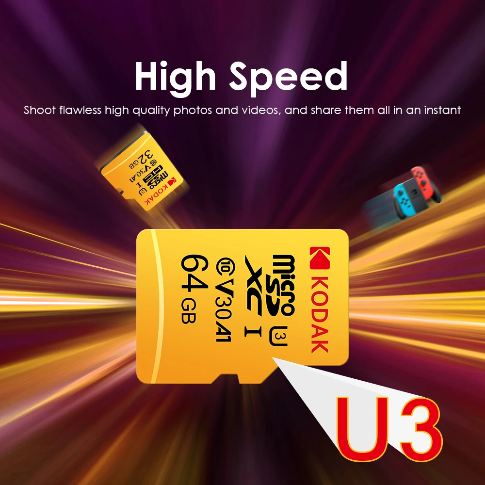 Original KODAK memory card 128gb 64gb 32gb card micro SDXC with U3 fast ...