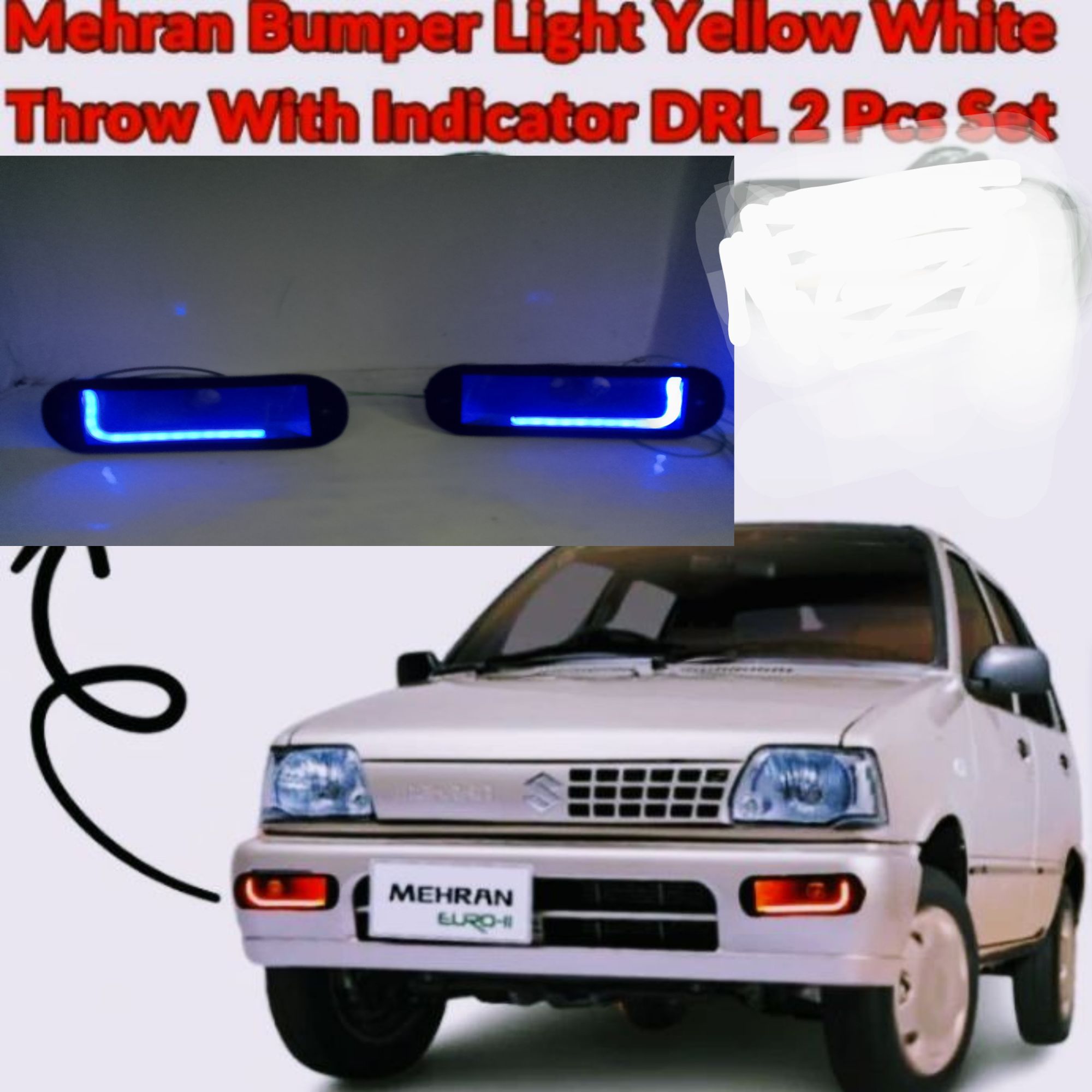 Suzuki Mehran bumper light indicator DRL blue Suzuki Accessories 2 pcs ...