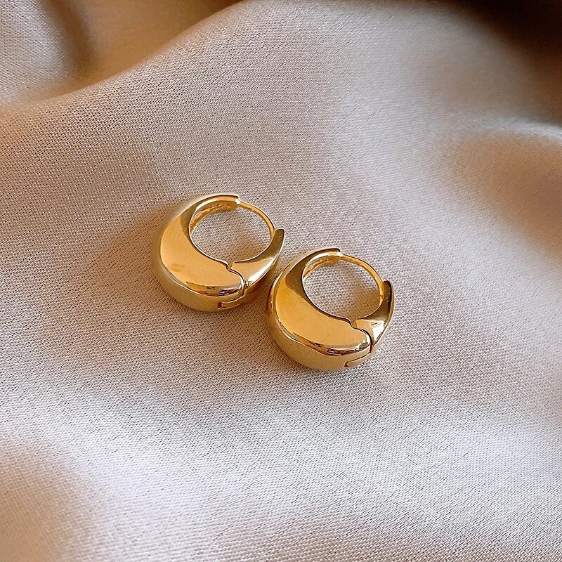 Punk Oval Hoop Earrings Metallic Geometric Ear Buckle Minimalist Style ...