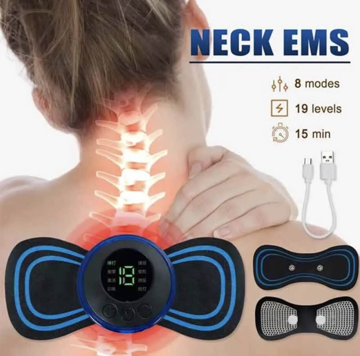 Mini Body Massarger pulse Neck pain Relief Ems Butterfly Body Massarger ...