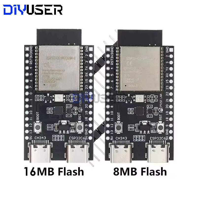 DIYUSER ESP32-C6 ESP32 WiFi+Bluetooth Internet Of Things Dual Type-C Development Board ESP 32 ...