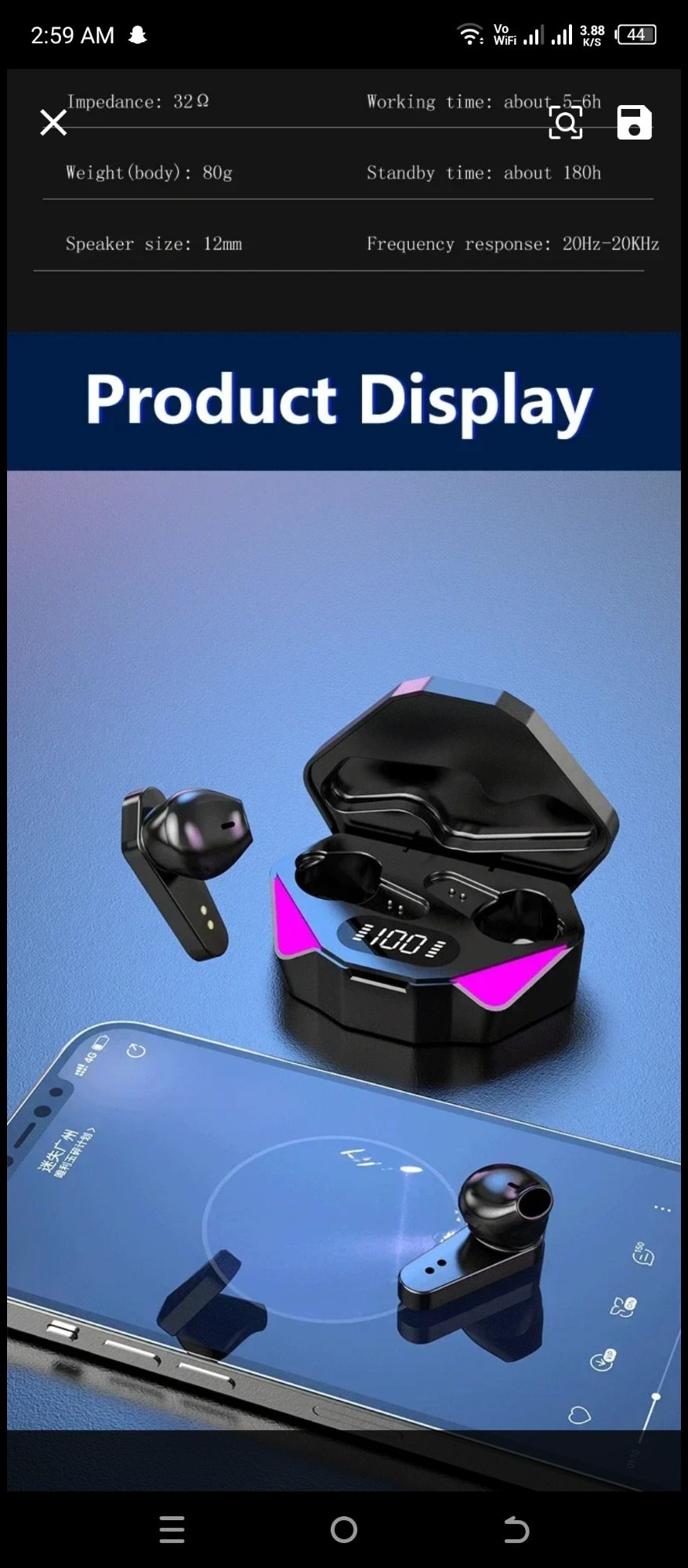 XWS Wireless Earphones 5.3 Blutooth Headphones 6ms Low Latency Earbuds ...