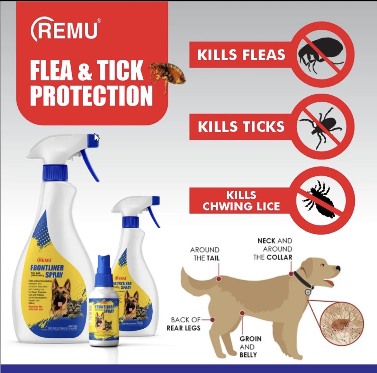 Remu - Frontliner Tick and Flea Spray For Cat & Dogs 100Ml | Daraz.pk