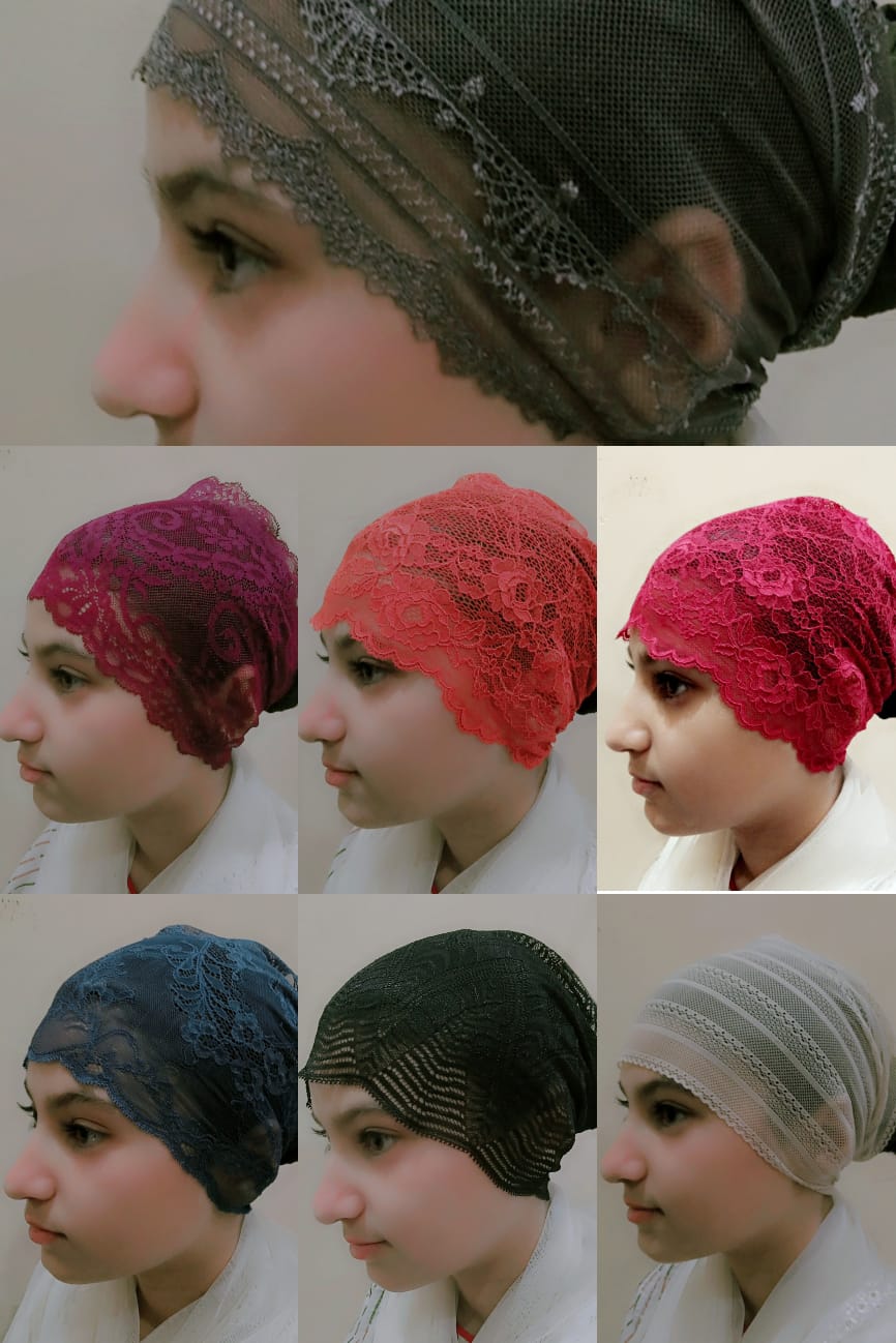 Hijab Lace net caps for girls ,Pack of Stylish lace caps ,under hijab ...