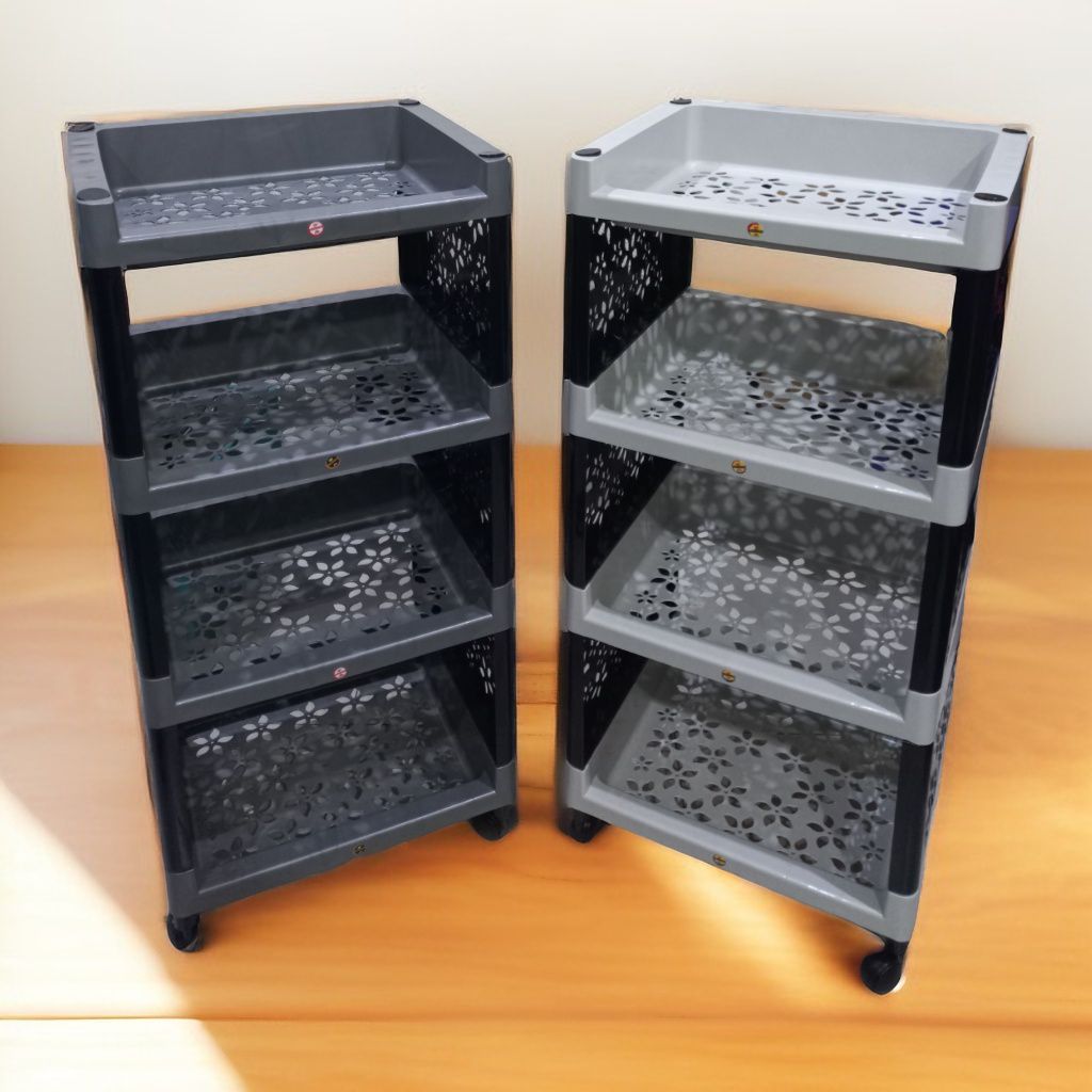 4 story plastic rack for storage,rack with wheels,multipurpose ...