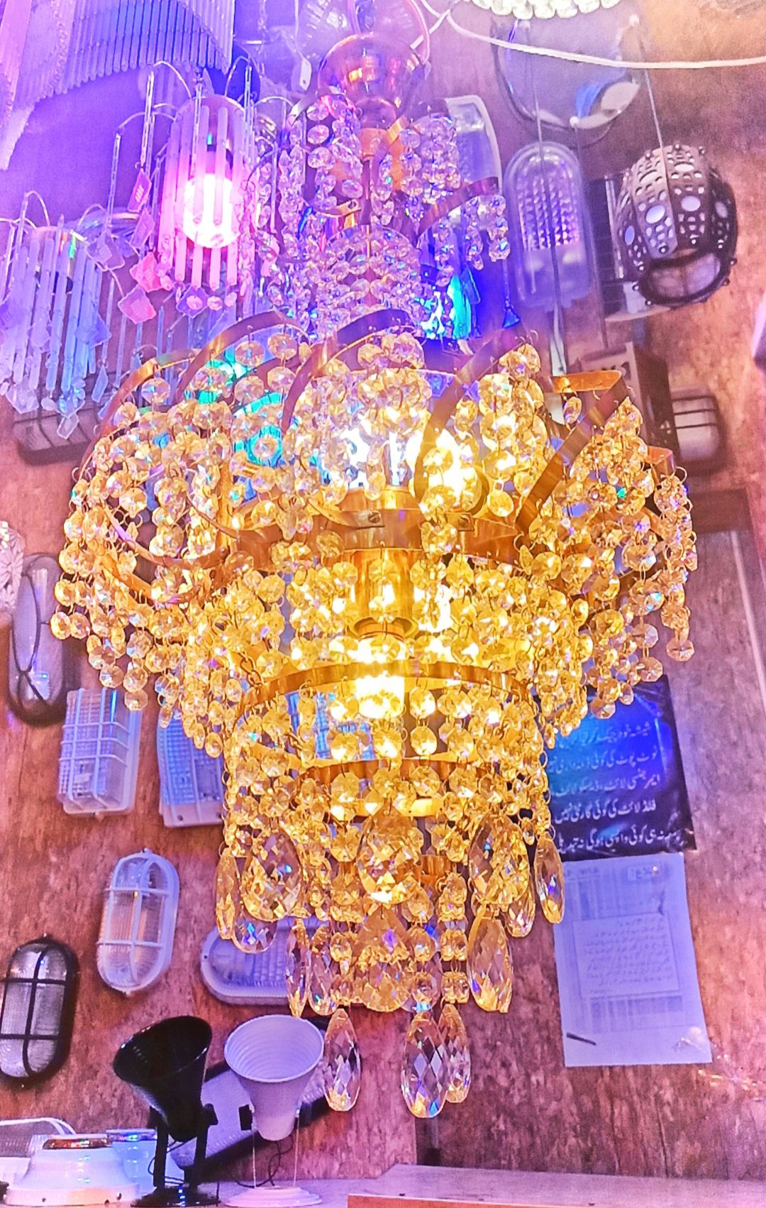 4 Light Modern Design Crystal Fanoos Hanging Light Pendant | Daraz.pk