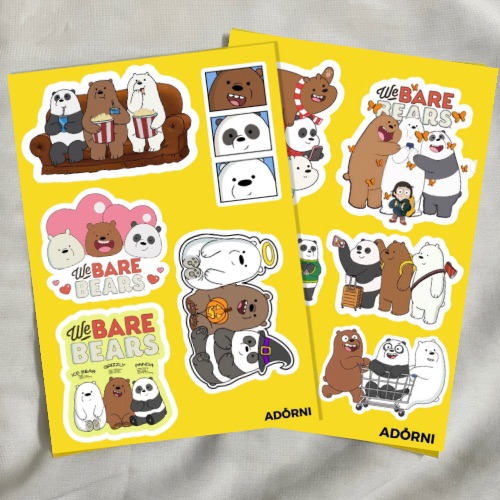 "We Bare Bears Sticker Sheets - Set of 2 Uncut Sticker Sheets - Fun ...