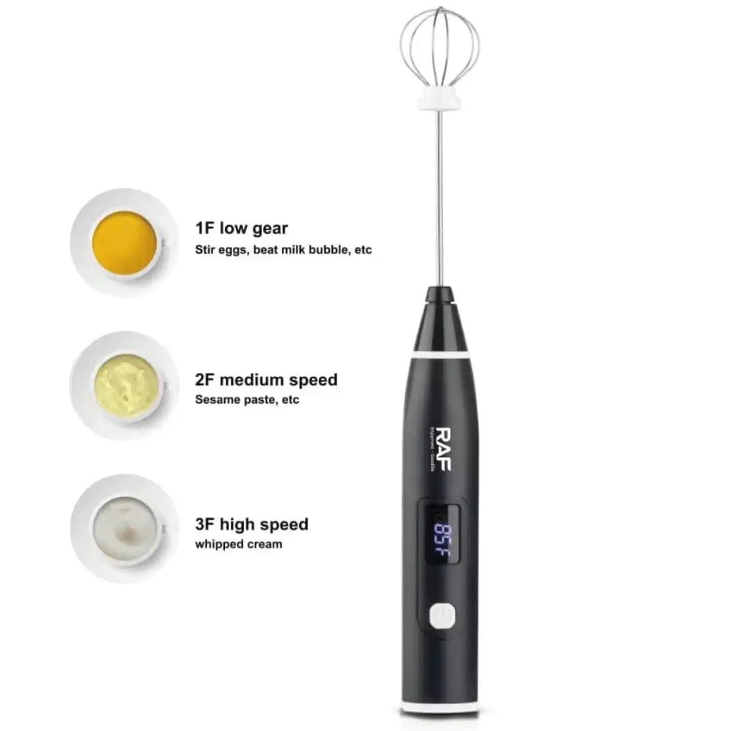 RAF Coffee Beater & Egg Whisker USB Rechargeable 3-Speed Adjustable Handheld Electric Foam Maker ...
