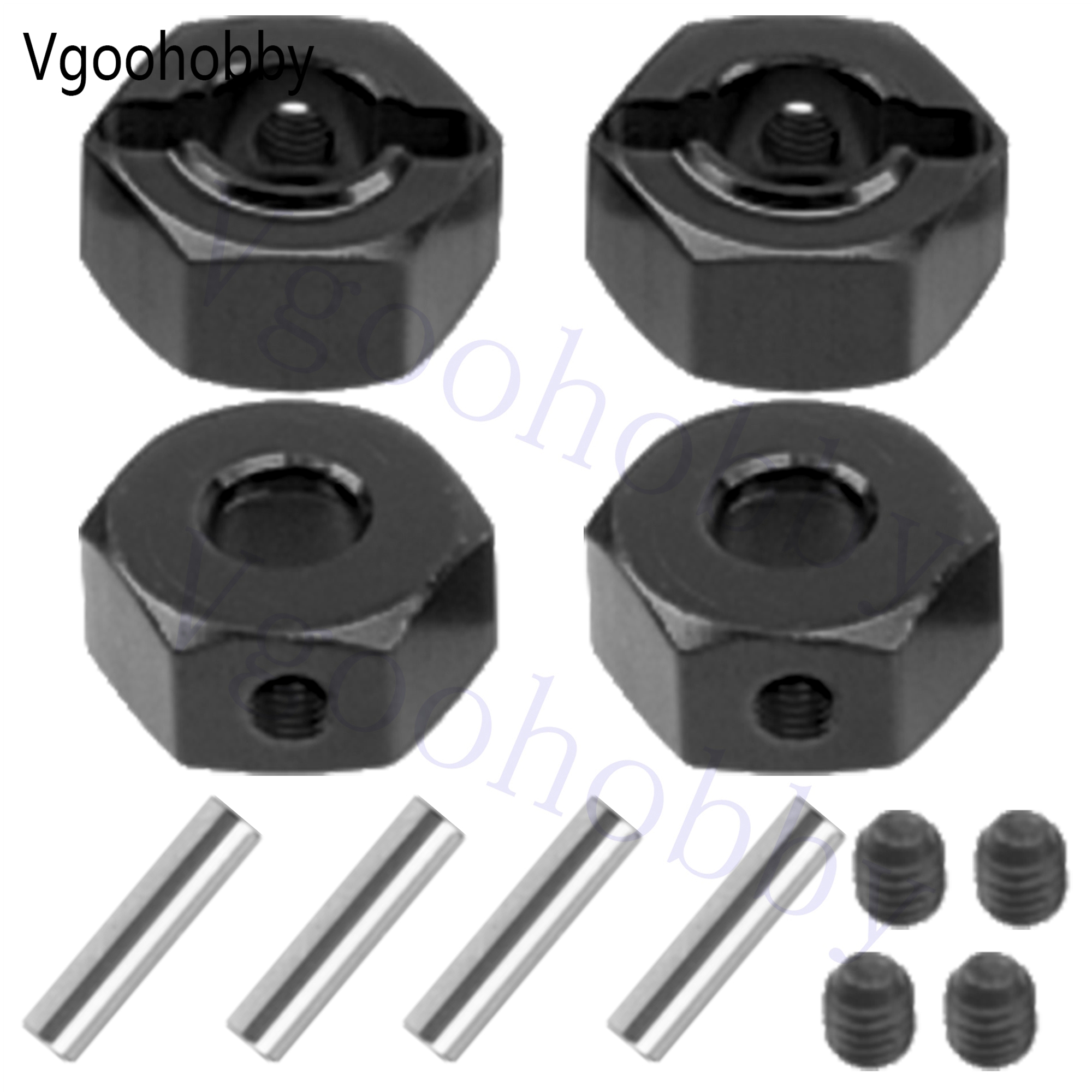 Metal 12mm Wheel Hex Hub Drive Adapters with Pins Screws for 1/10 Arrma ...