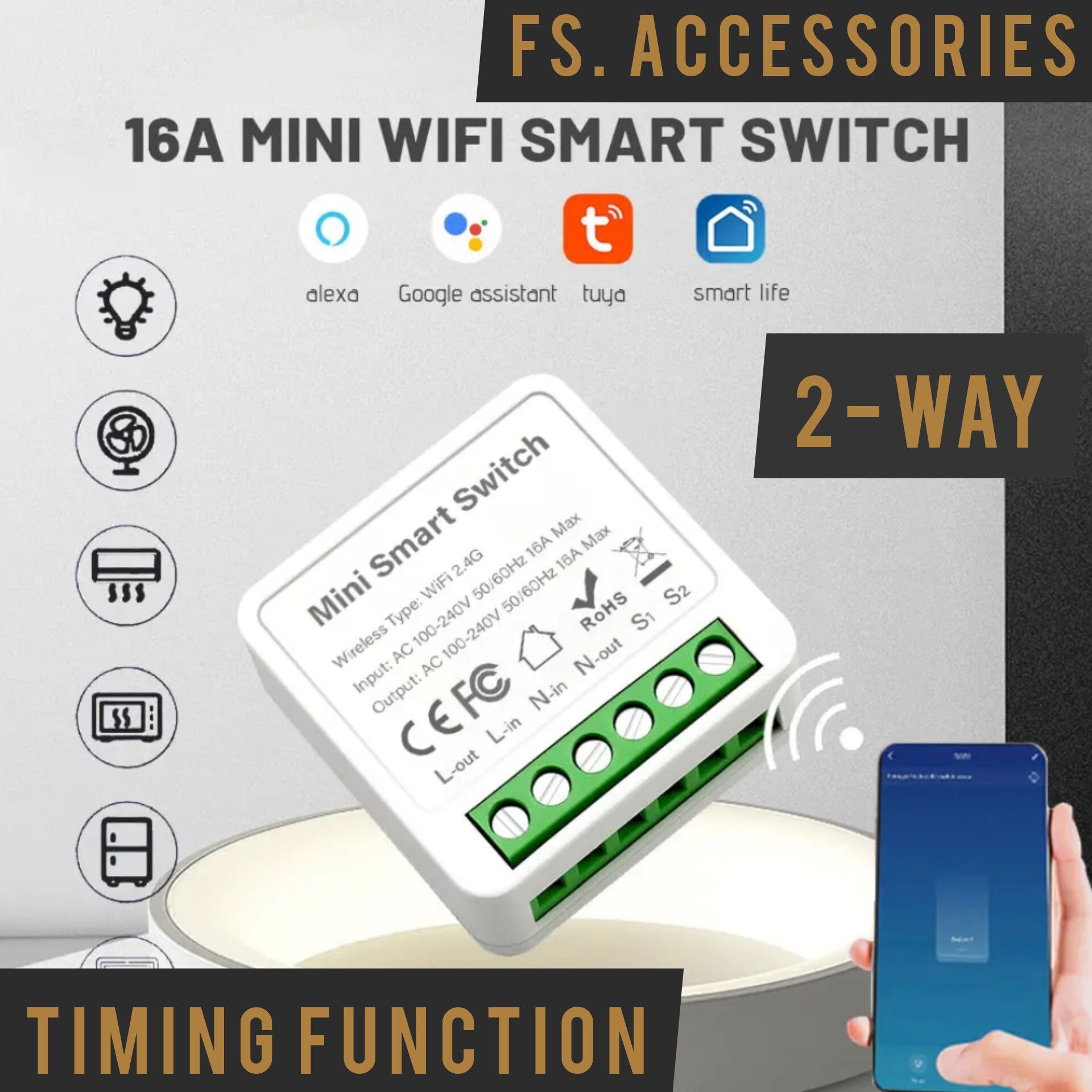 Wifi Smart switch 2-way (Tuya or Smart life App) | Daraz.pk