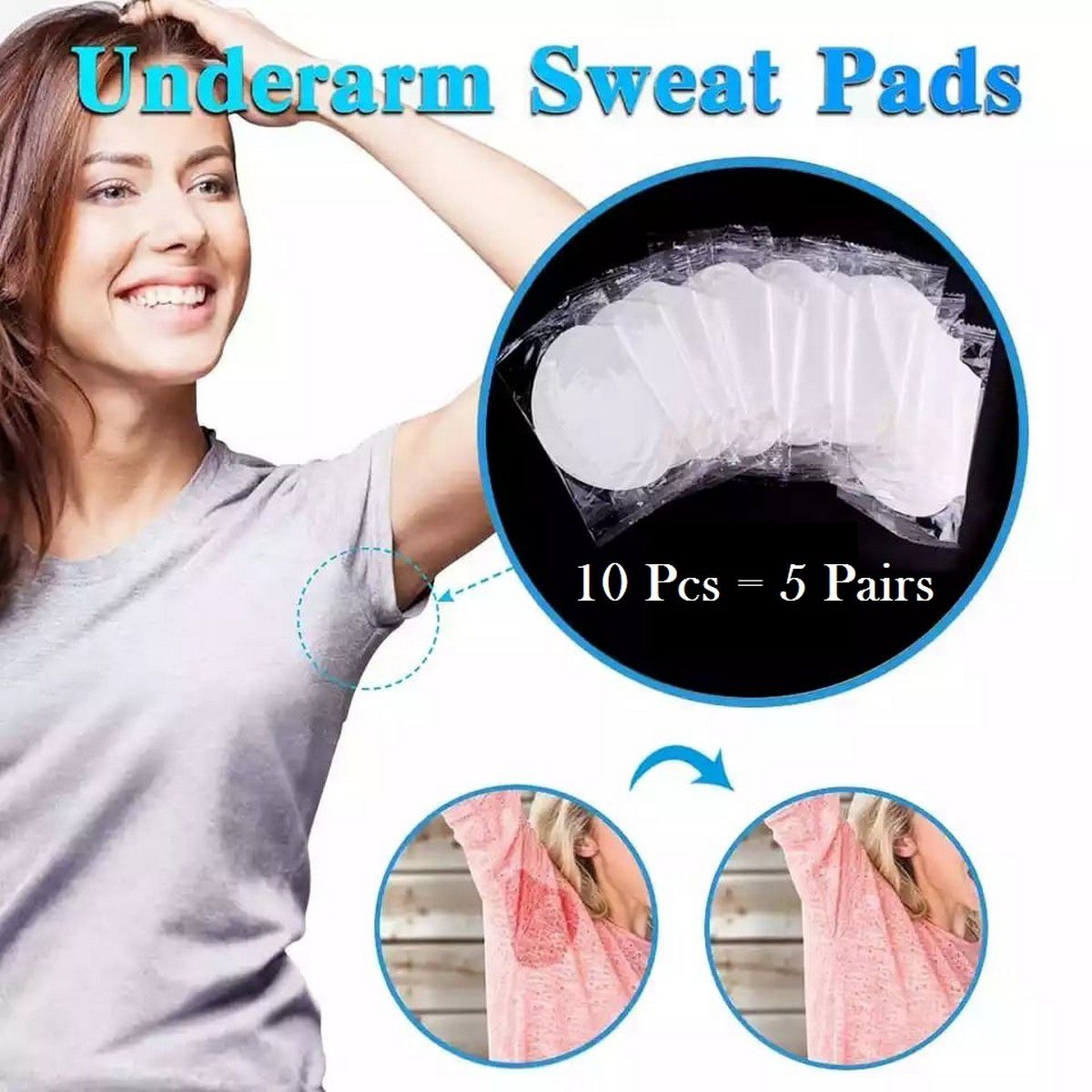 20Pcs 10Pair Underarm Sweat Shield Pads Washable & Reusable Shoulder ...