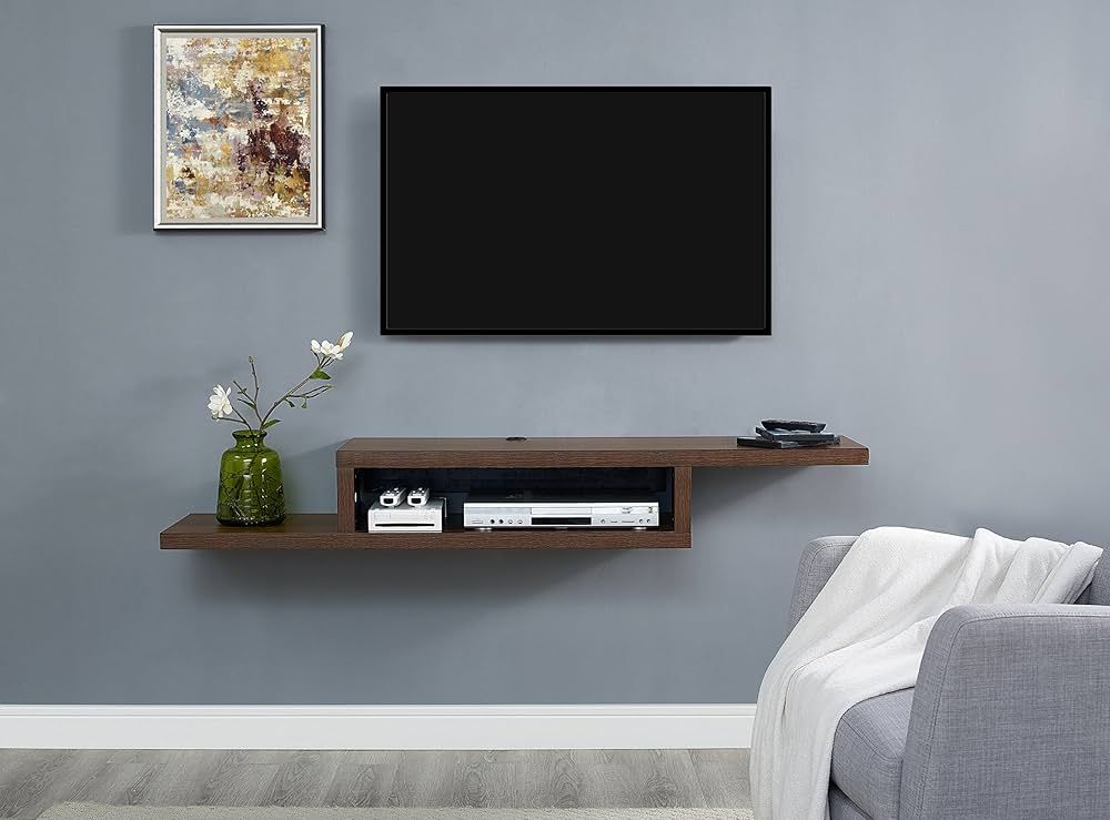 Lcd tv Rack /Shelves floating black tv console media storage wall ...