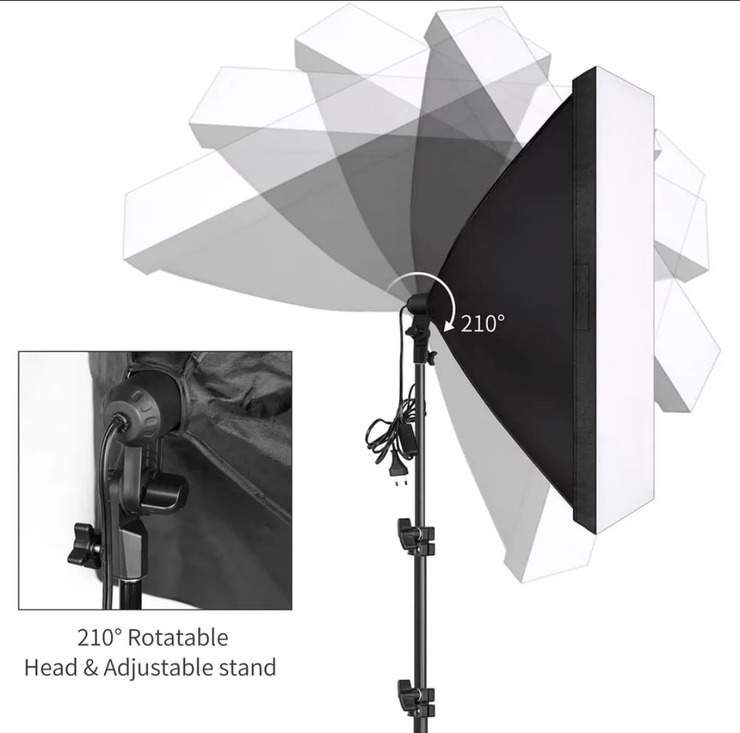 Two 50x70CM Softbox Lighting Kits Professional Light System With E27 ...