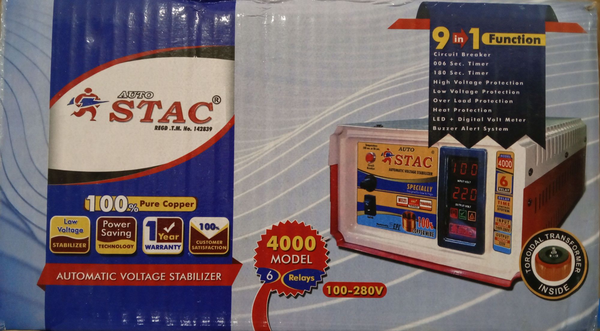 AUTO STAC VOLTAGE STABILIZER, 4000 WATTS, 6 RELAYS, INPUT 100 VOLTS, COPPER WIRE | Daraz.pk