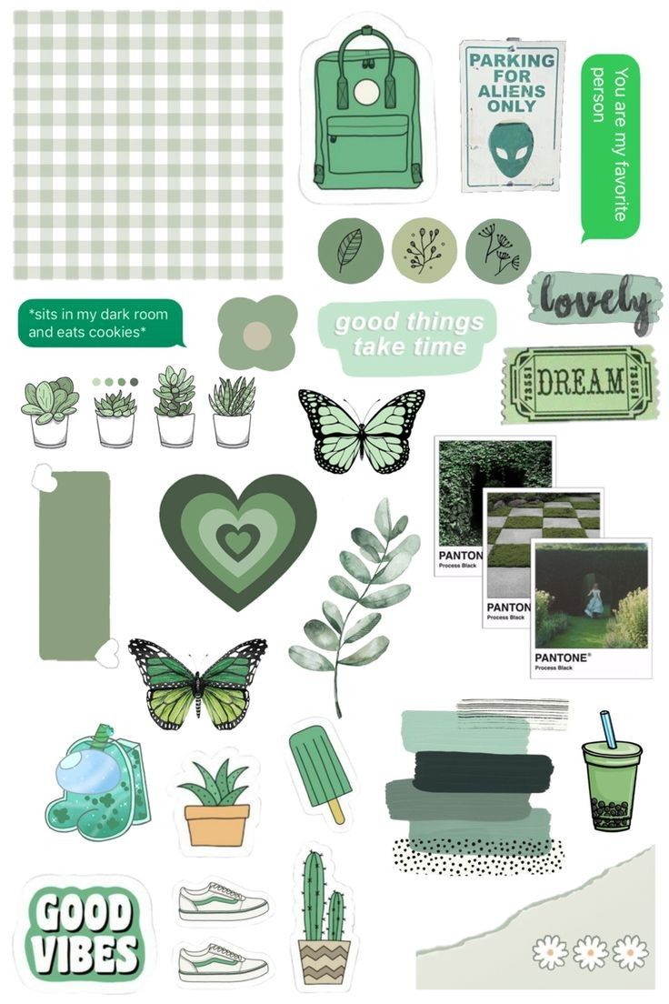 Green aesthetic stickers A5 uncut | journaling , Plant , Nature ...