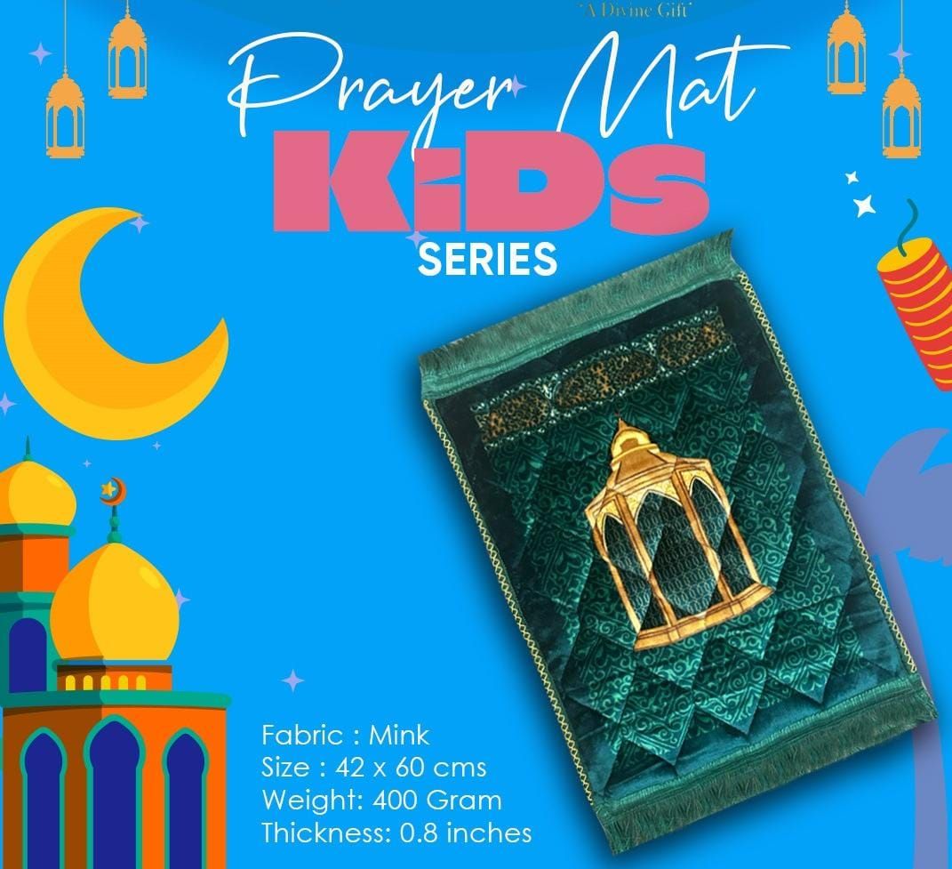 Soft Velvet Kids Prayer Mat 40x60 cm Polyester Embossed Janamaz Rug ...
